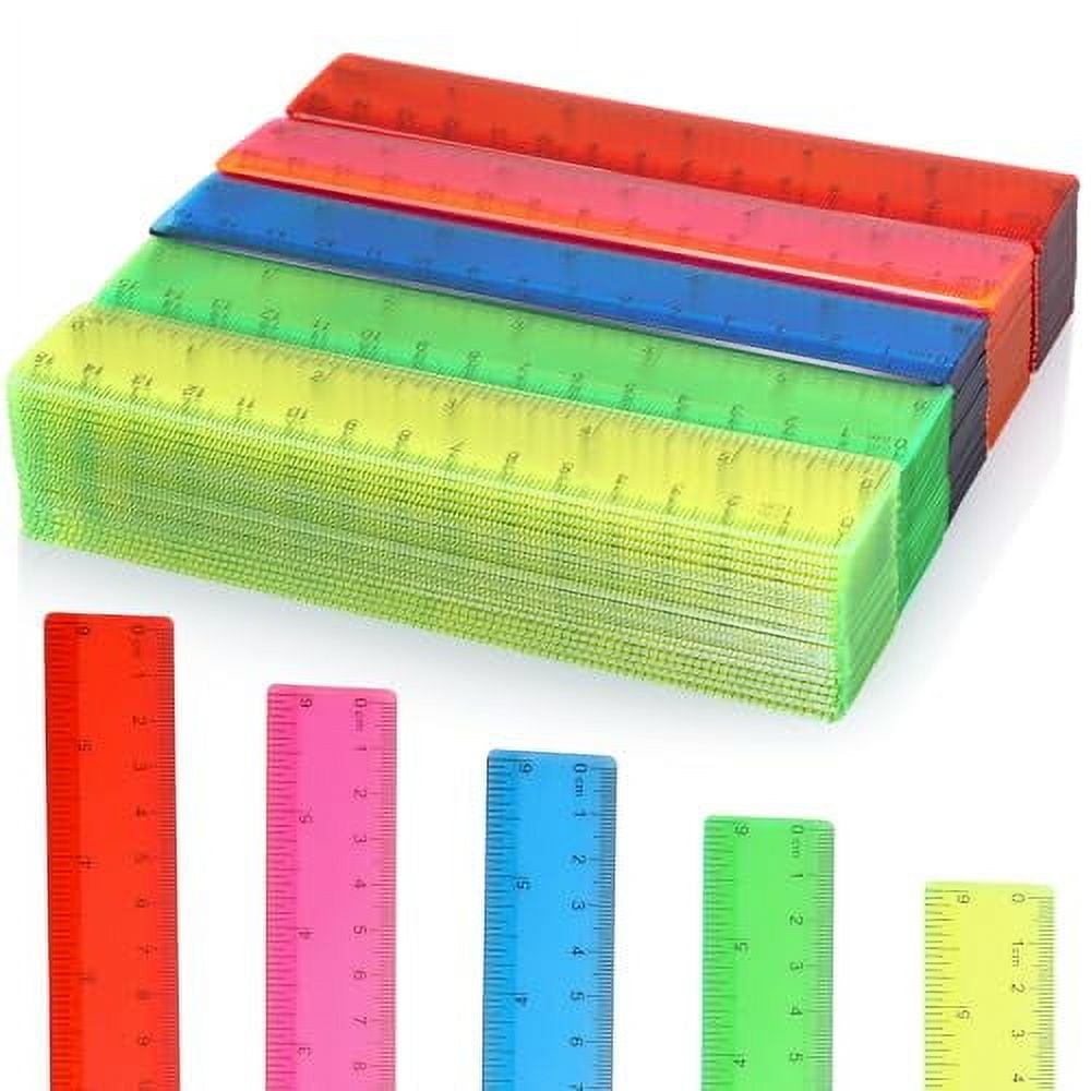 Zonon 50 Pcs 6 Inch Rulers Assorted Colors Clear Plastic Ruler Straight ...