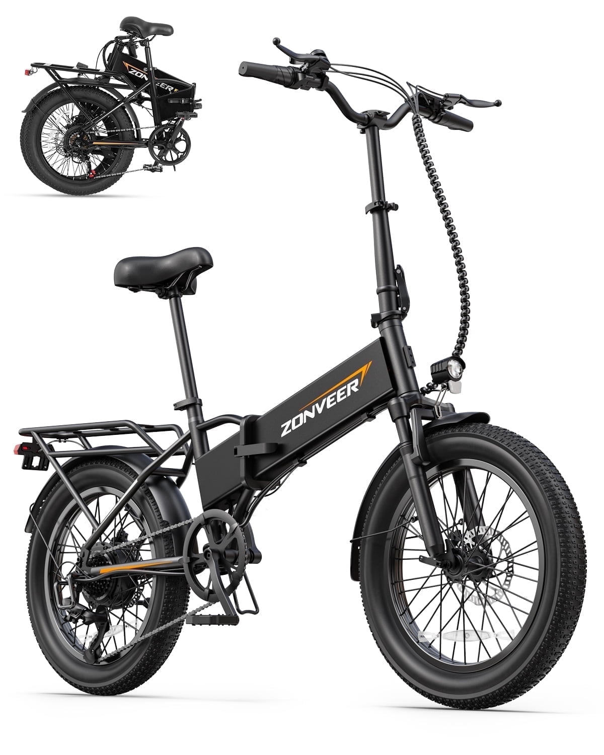 Zonveer Folding Electric Bike for Adults - 7-Speed Mountain Ebike with ...