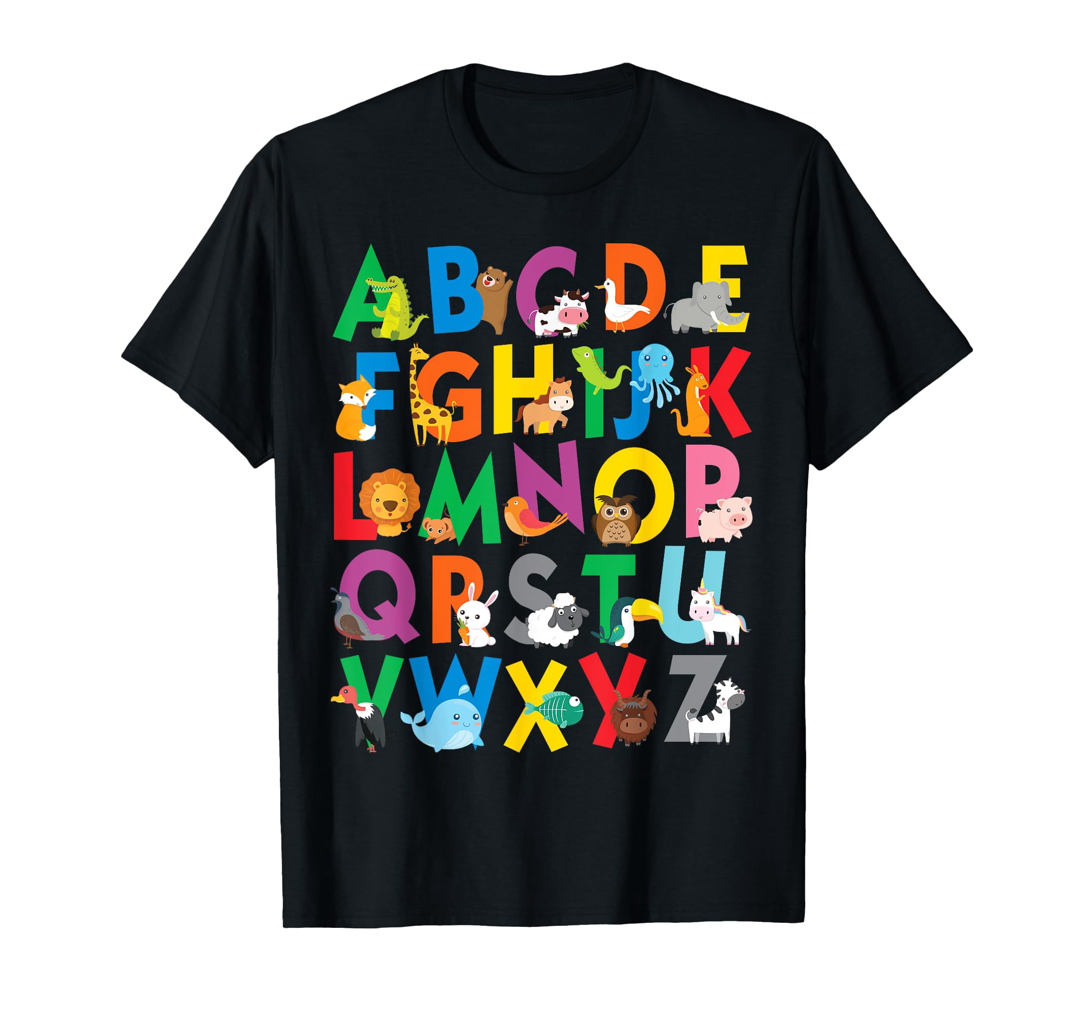 Zoo Animal Alphabet Shirt ABCs Learning Letters Boys Girls T-Shirt ...