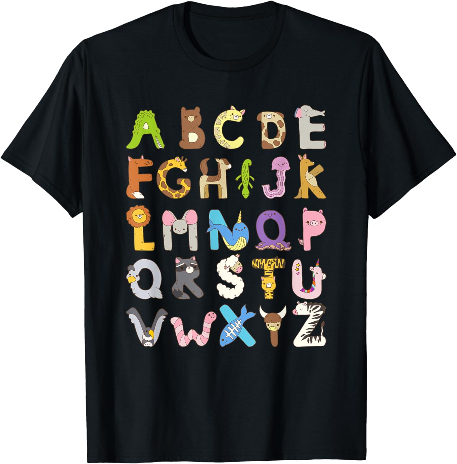 Zoo Animal Alphabet Shirt ABCs Learning Letters T-Shirt - Walmart.com