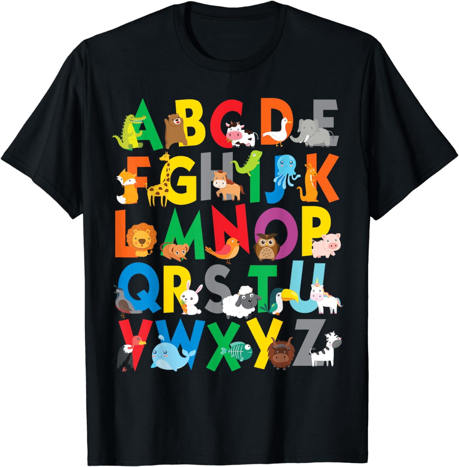 Zoo Animal Alphabet Shirt ABCs Learning for boys, girls T-Shirt ...