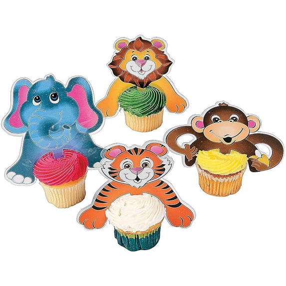 Zoo Animal Themed Birthday Cake Decorations - Character Cupcake Picks ...