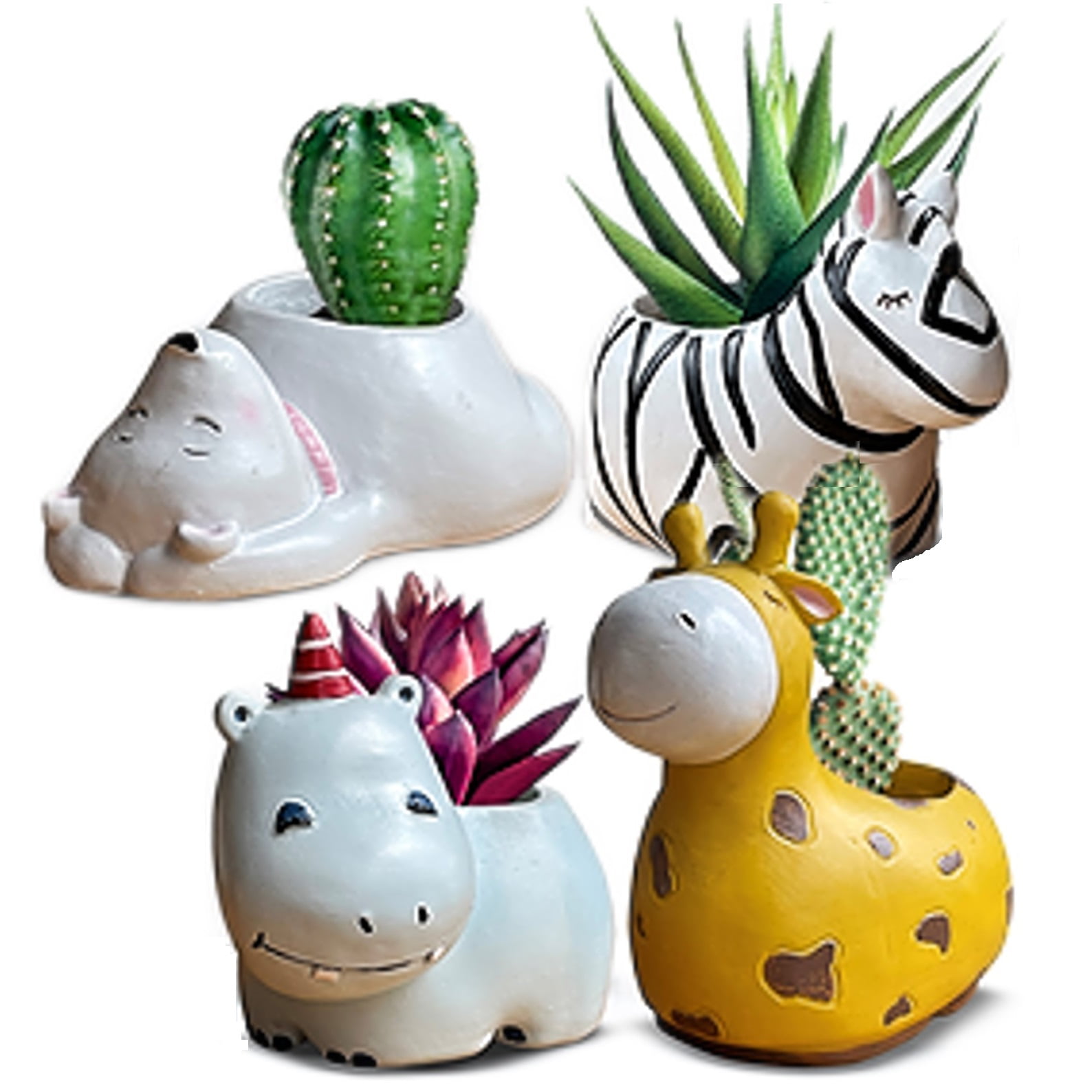 Zoo Animal Plant Pots by Super Happy - Giraffe Hippo Zebra Polar Bear ...