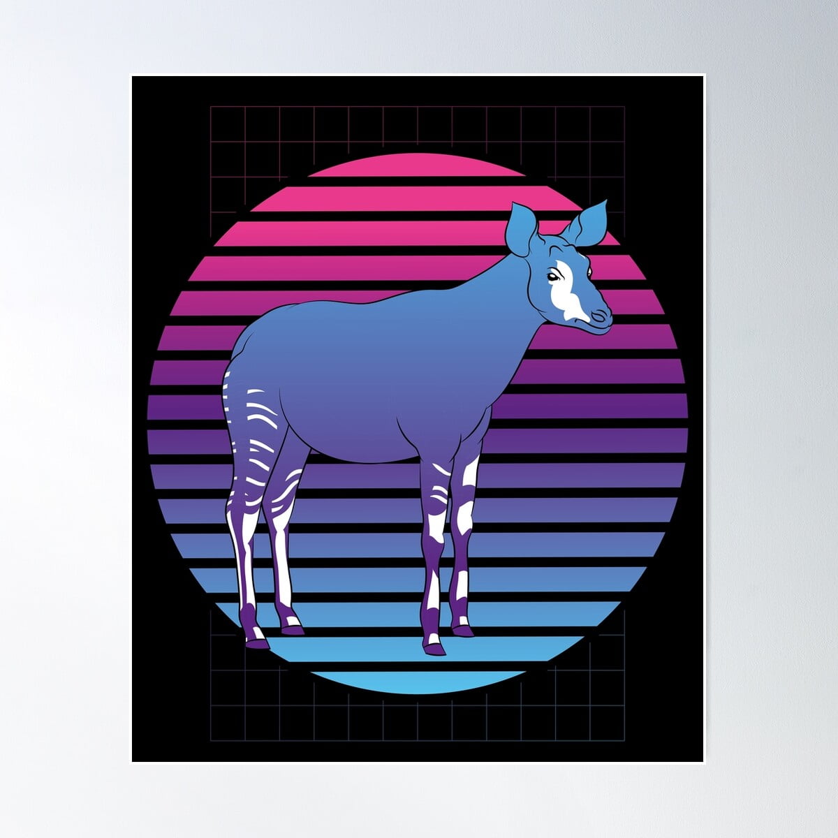 Zoo Animal Wildlife Africa Retro Vaporwave Okapi Poster Wall Art ...