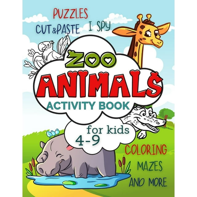 Zoo Animals Activity Book for Kids 4-9: Workbook Full of Coloring and ...