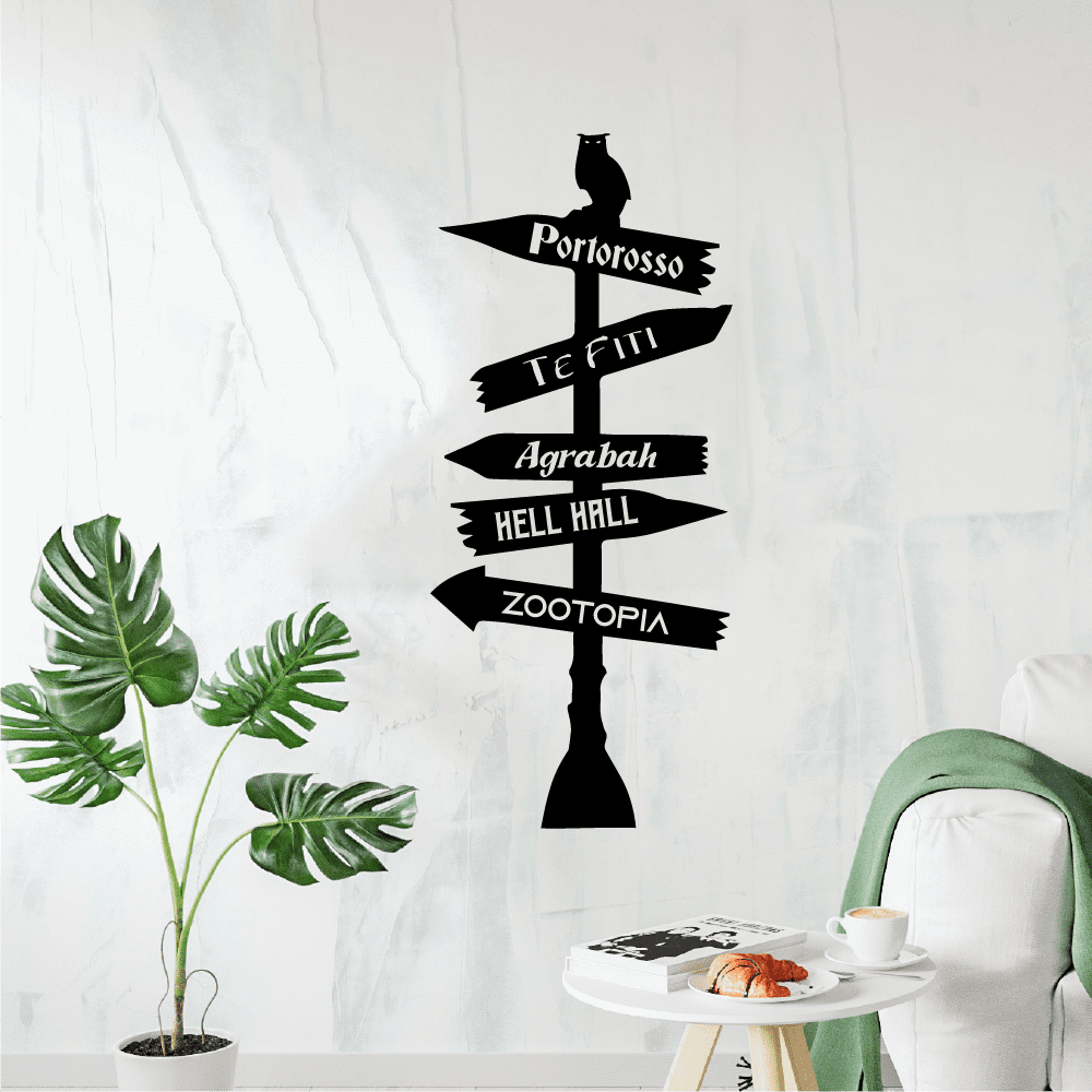 Zoo Animals Cartoon Pathway Signage Fantasy World Wall Sticker Art ...