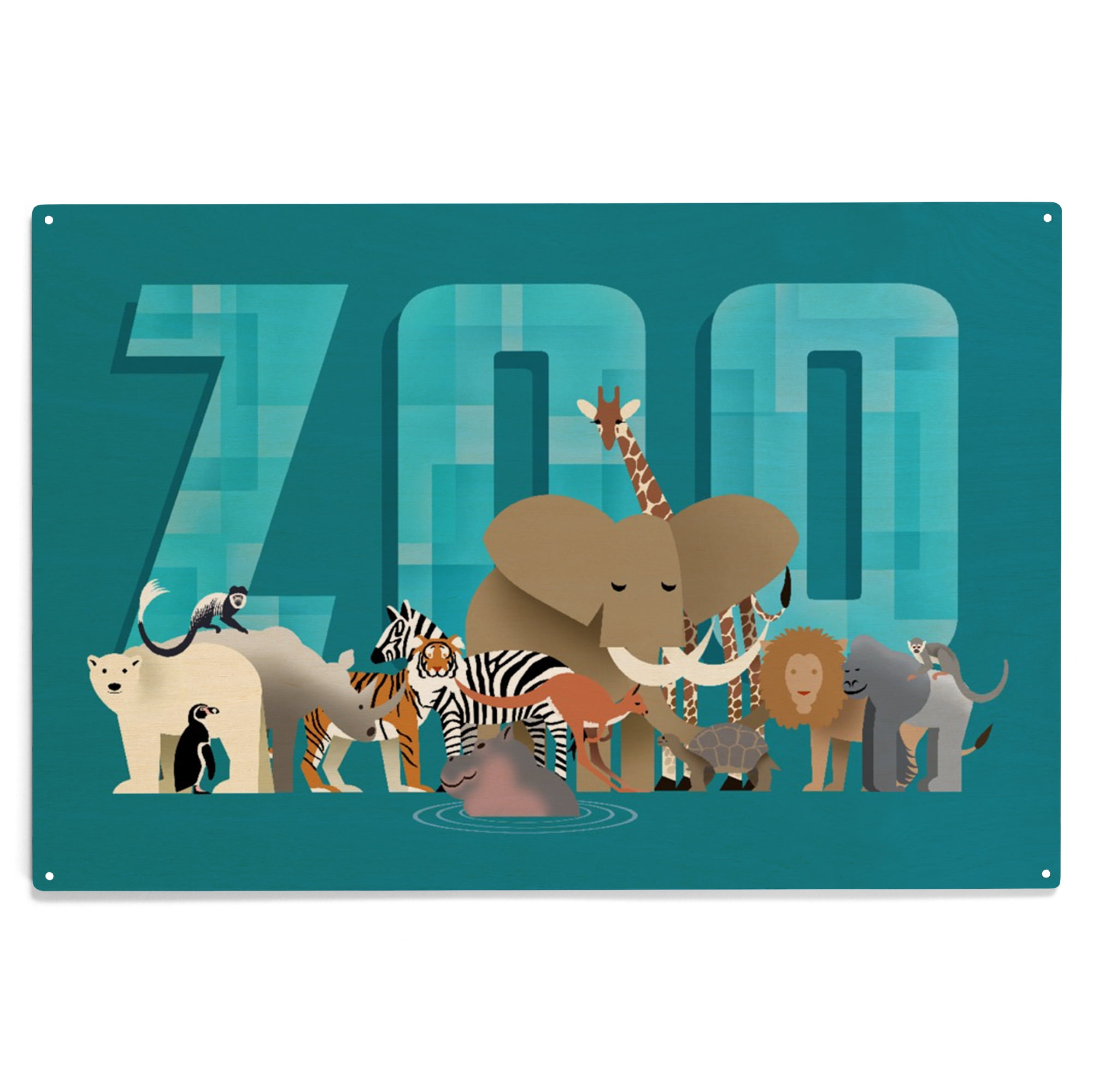 Zoo Animals, Cutout Birch Wood Wall Sign (10x15 Rustic Home Decor ...
