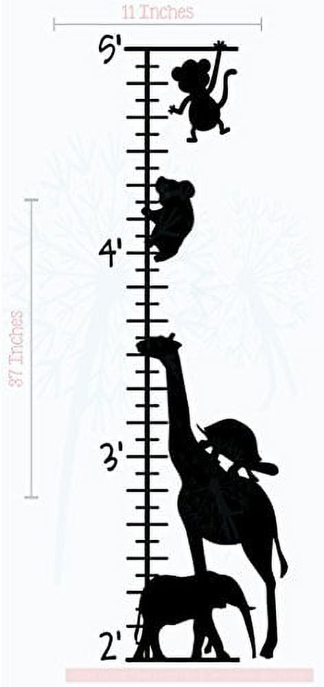 Zoo Animals Growth Chart Vinyl Decals Children Room Wall Sticker Art ...