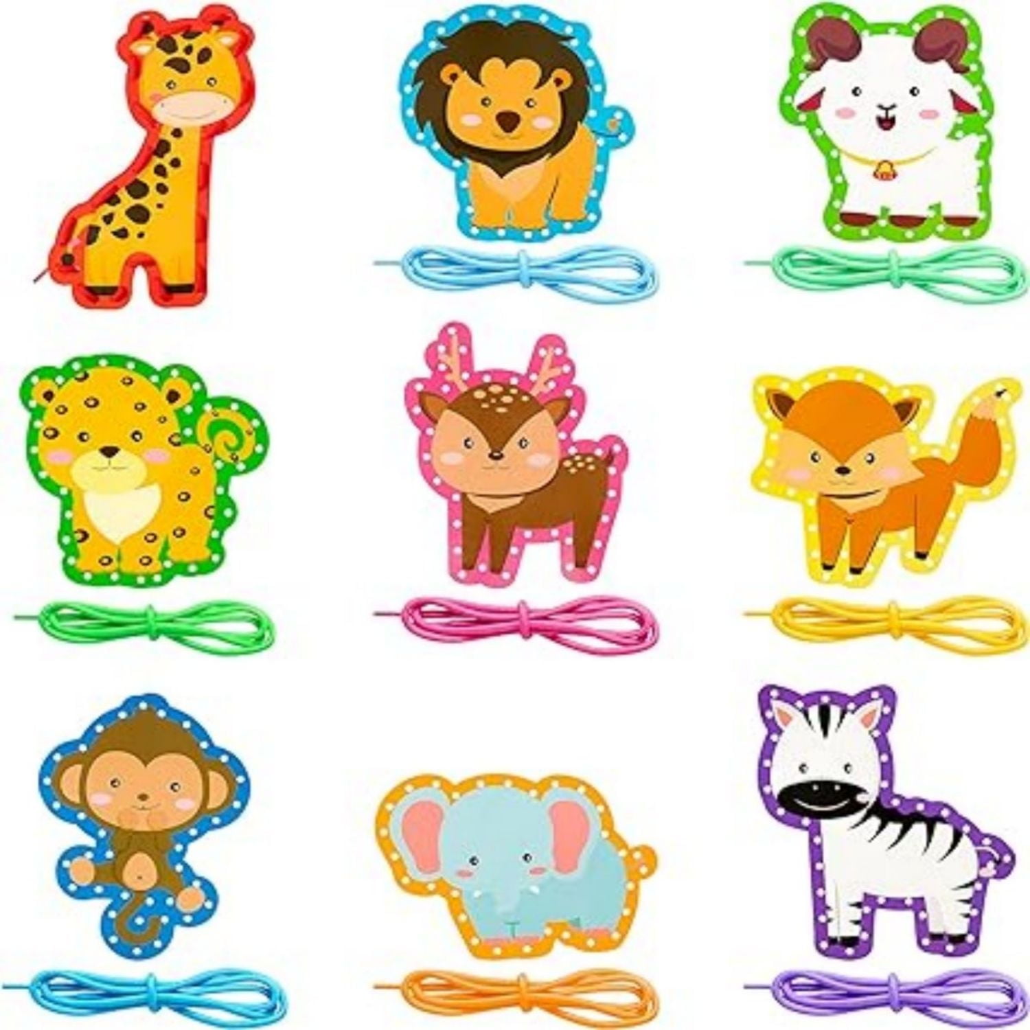 Zoo Animals Lacing Cards, Sewing Cards, Lacing Activity Games for Kids ...