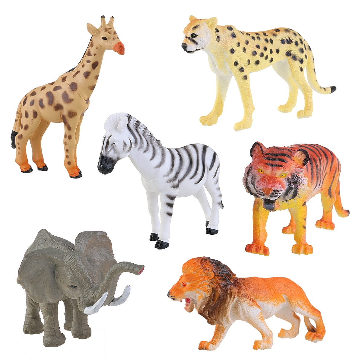 Zoo Animals with Mat Toy Lion and Tiger Giraffe PVC Models Miniature ...