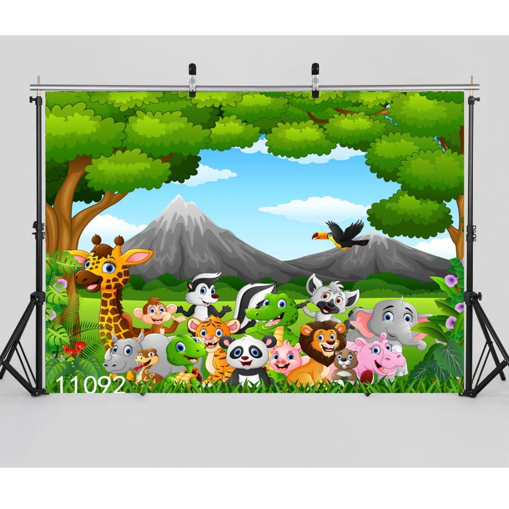 Zoo Cartoon Animals Party Play Backgrounds Vinyl Photography Backdrops ...