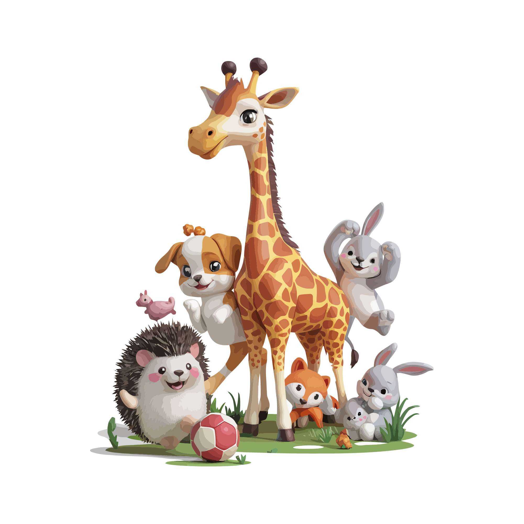 Zoo Dog Giraffe Rabbit Safari Jungle Animals Wall Art Sticker Designs ...