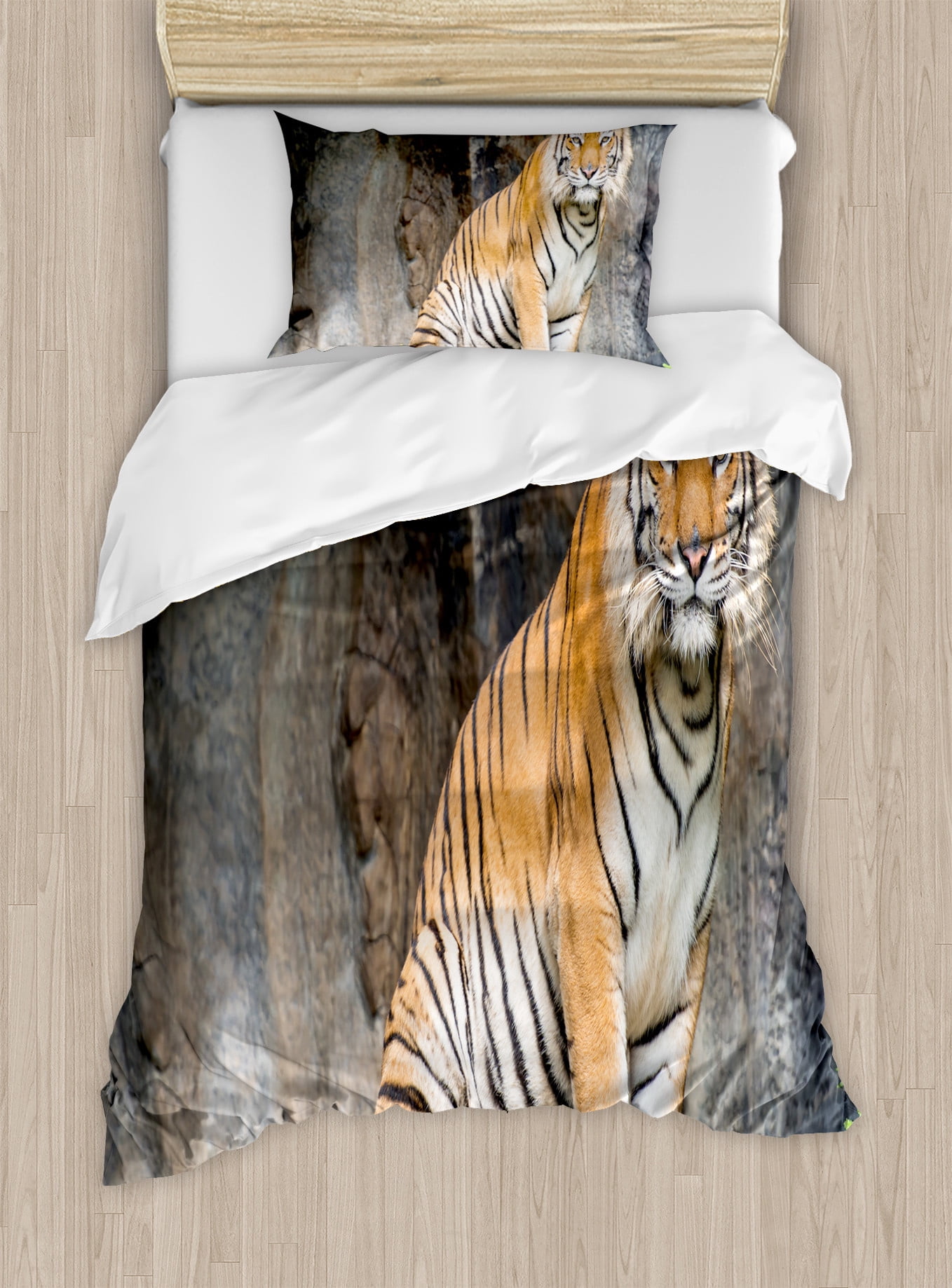 Zoo Duvet Cover Set, Bengal Tiger Feline Predator Aggressive Hunter ...