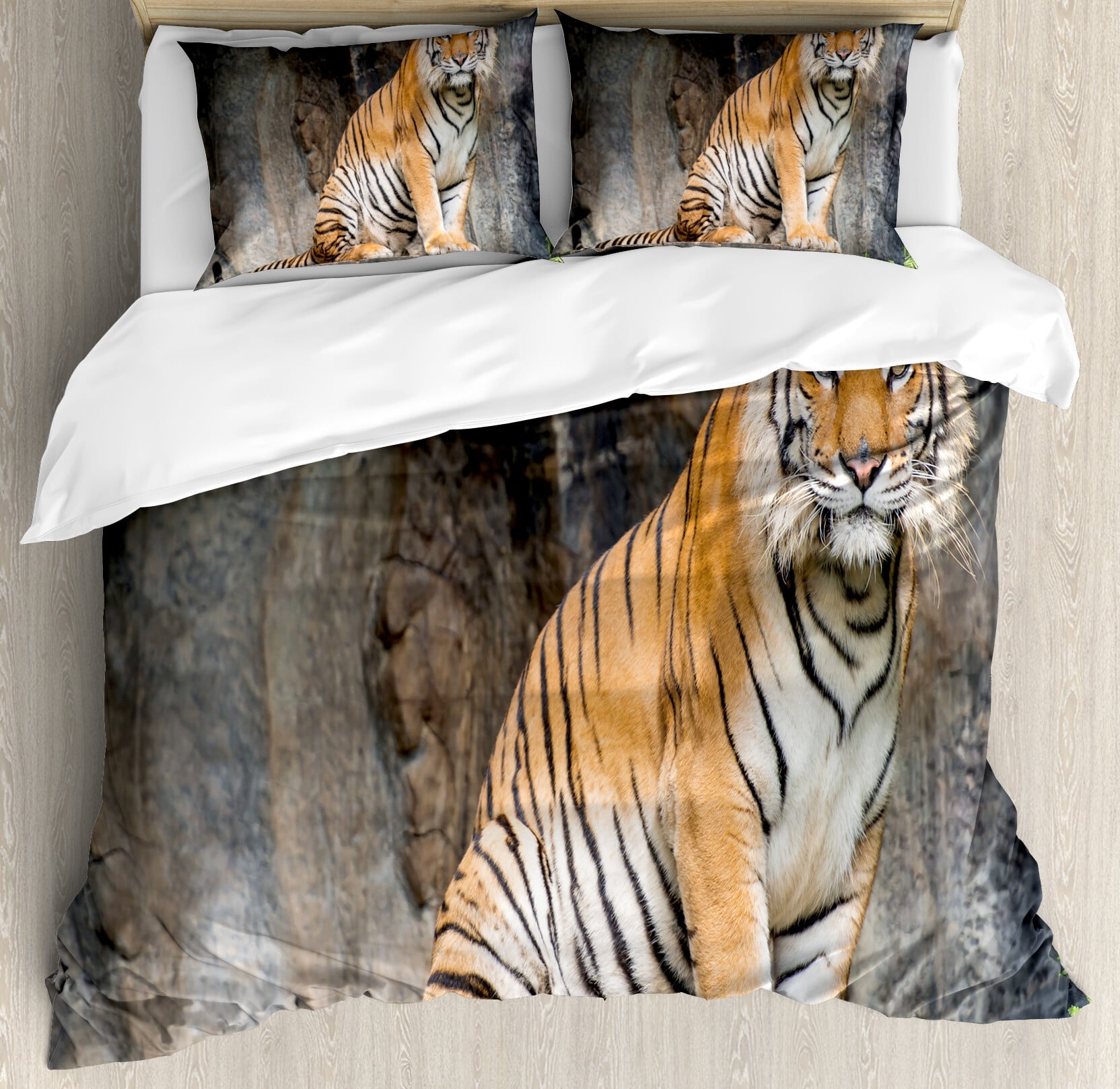 Zoo Duvet Cover Set, Bengal Tiger Feline Predator Aggressive Hunter ...