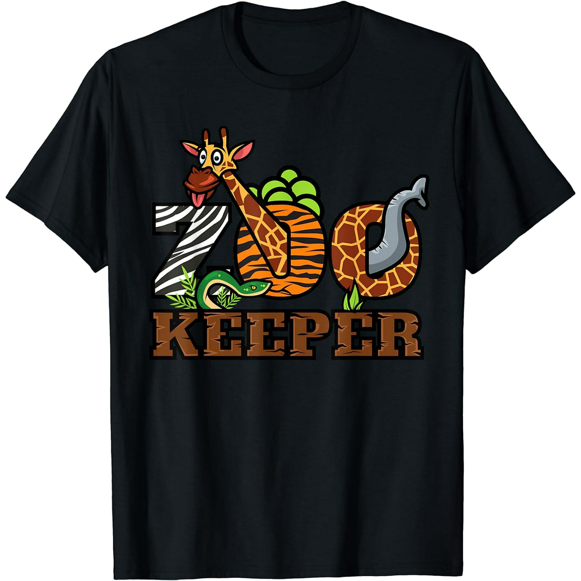 Zoo Keeper Funny Jungle Safari Animal Lover Short Sleeve T-Shirt Black ...