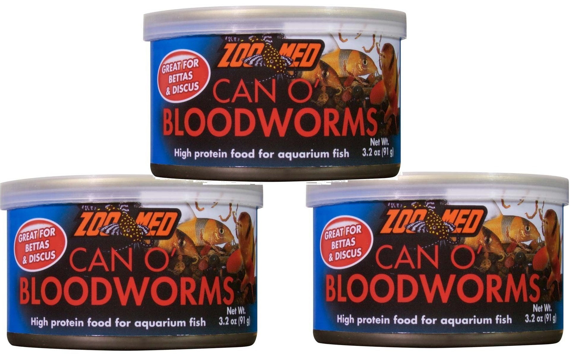 Zoo Med Can O Bloodworms, 3.2 oz, 3 Pack for Fish and Small Animals ...