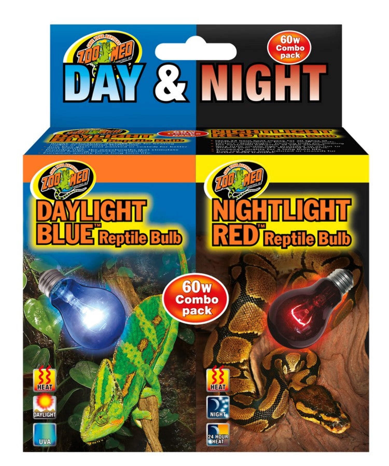 Zoo Med Day & Night Reptile Bulbs Combo Pack - 60 Watts - Walmart.com