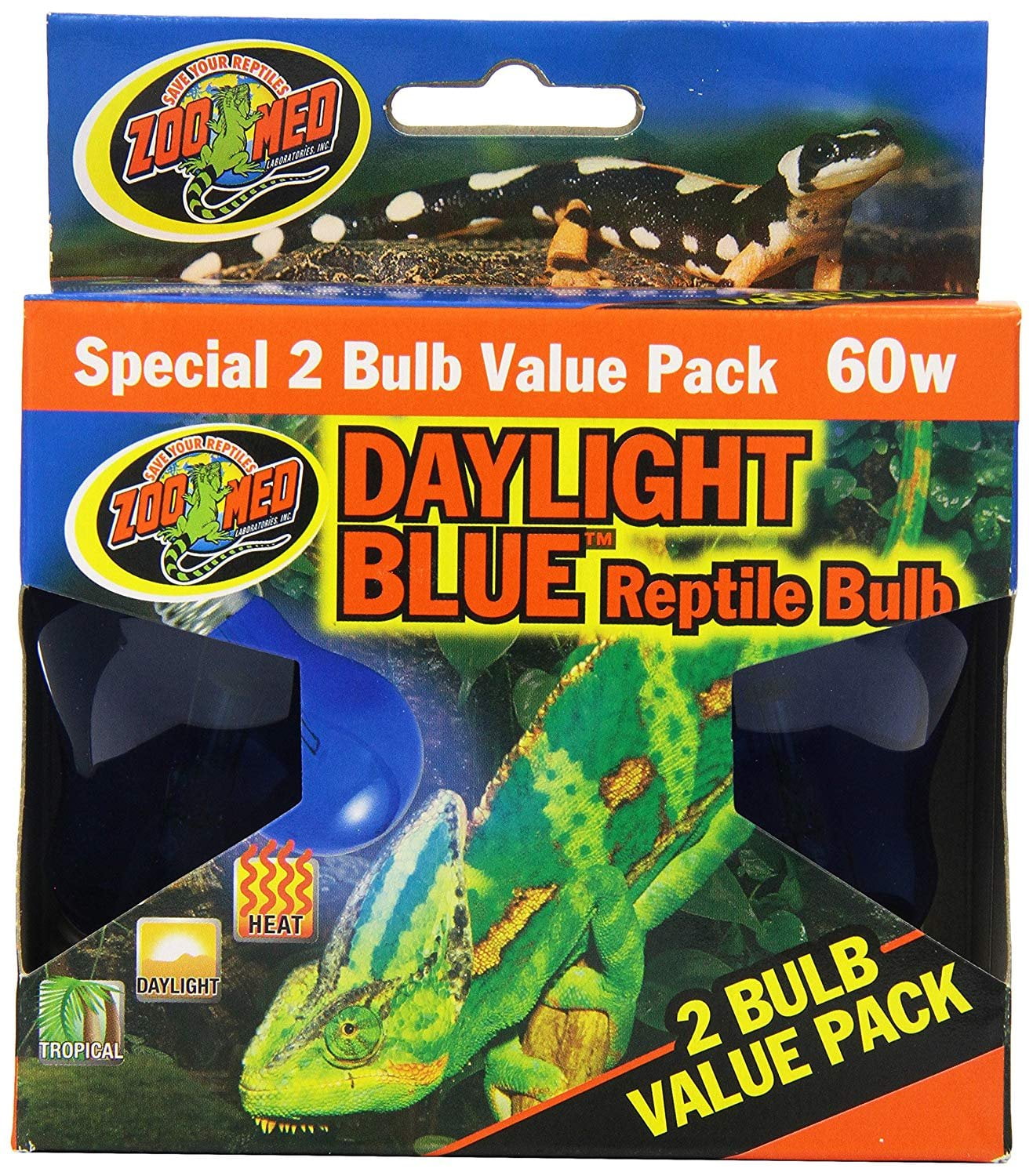 Zoo Med Daylight Blue Reptile Bulb: UVA Rays for Pet's Well-being, Pack ...
