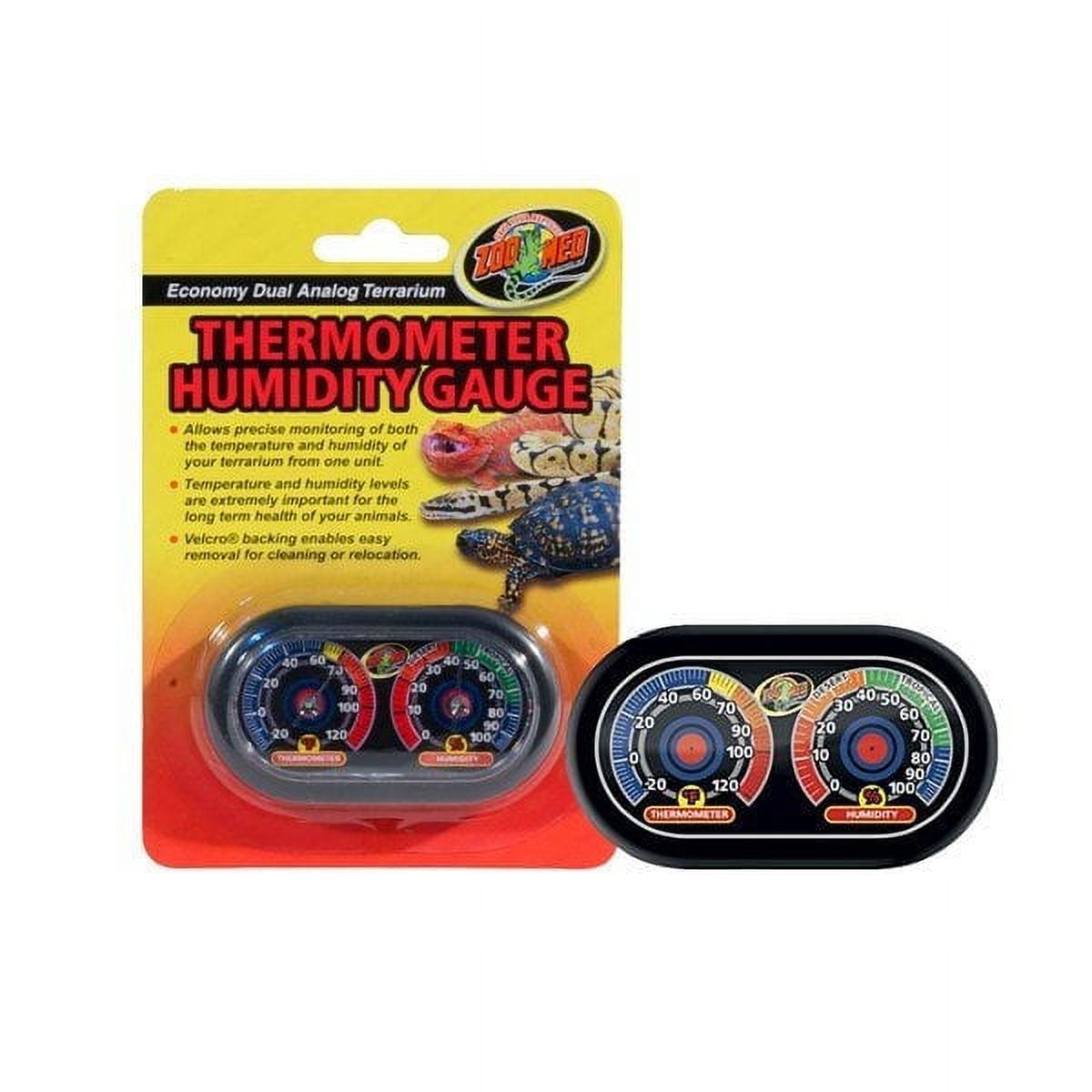Zoo Med Economy Analog Dual Thermometer & Humidity Gauge Reptile ...