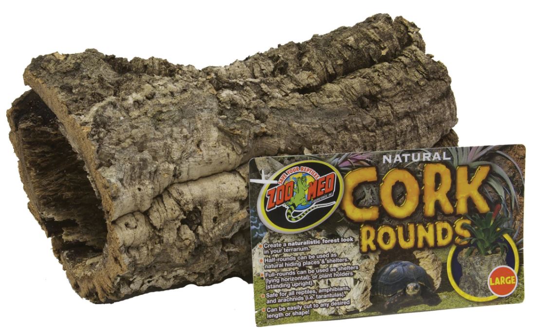 Zoo Med Natural Cork Bark Round Log Large for Reptile Terrariums ...