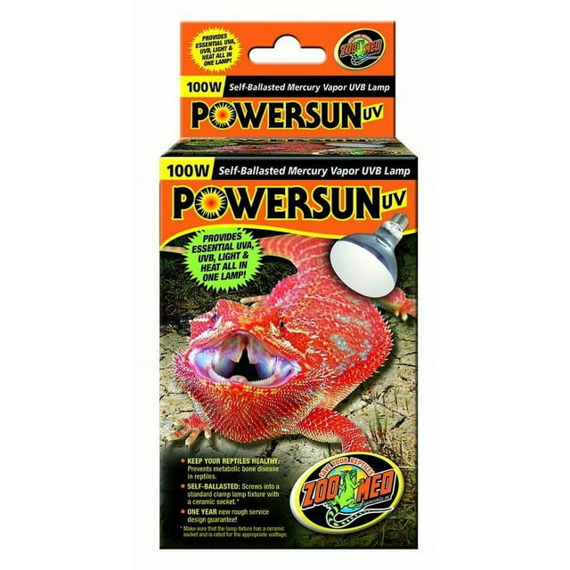 Zoo Med 100W Powersun® UV Lamp - UVB, UVA, Heat Bulb for Terrariums ...