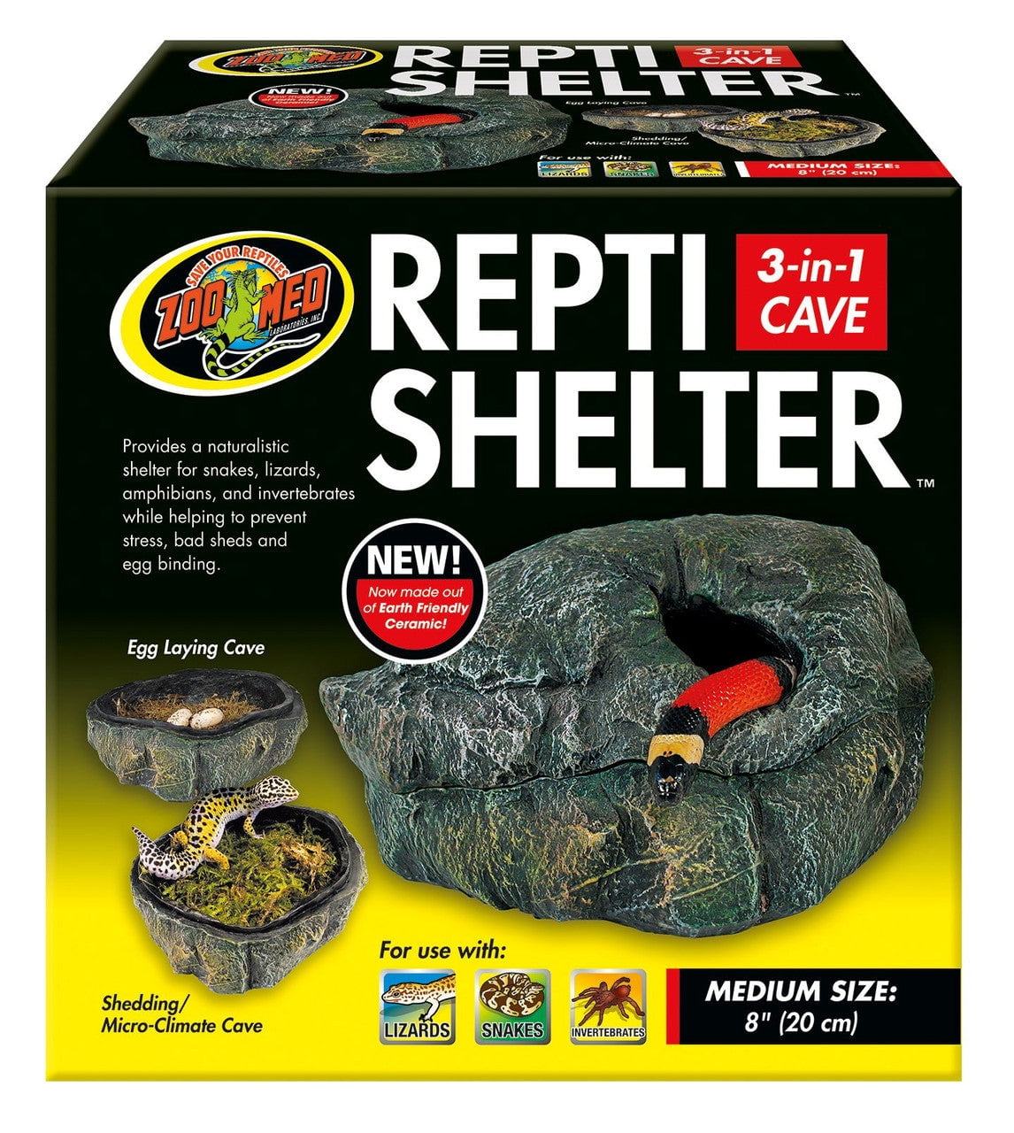 Zoo Med Repti Shelter 3-in-1 Cave Terrarium Hideaway, Medium Size ...