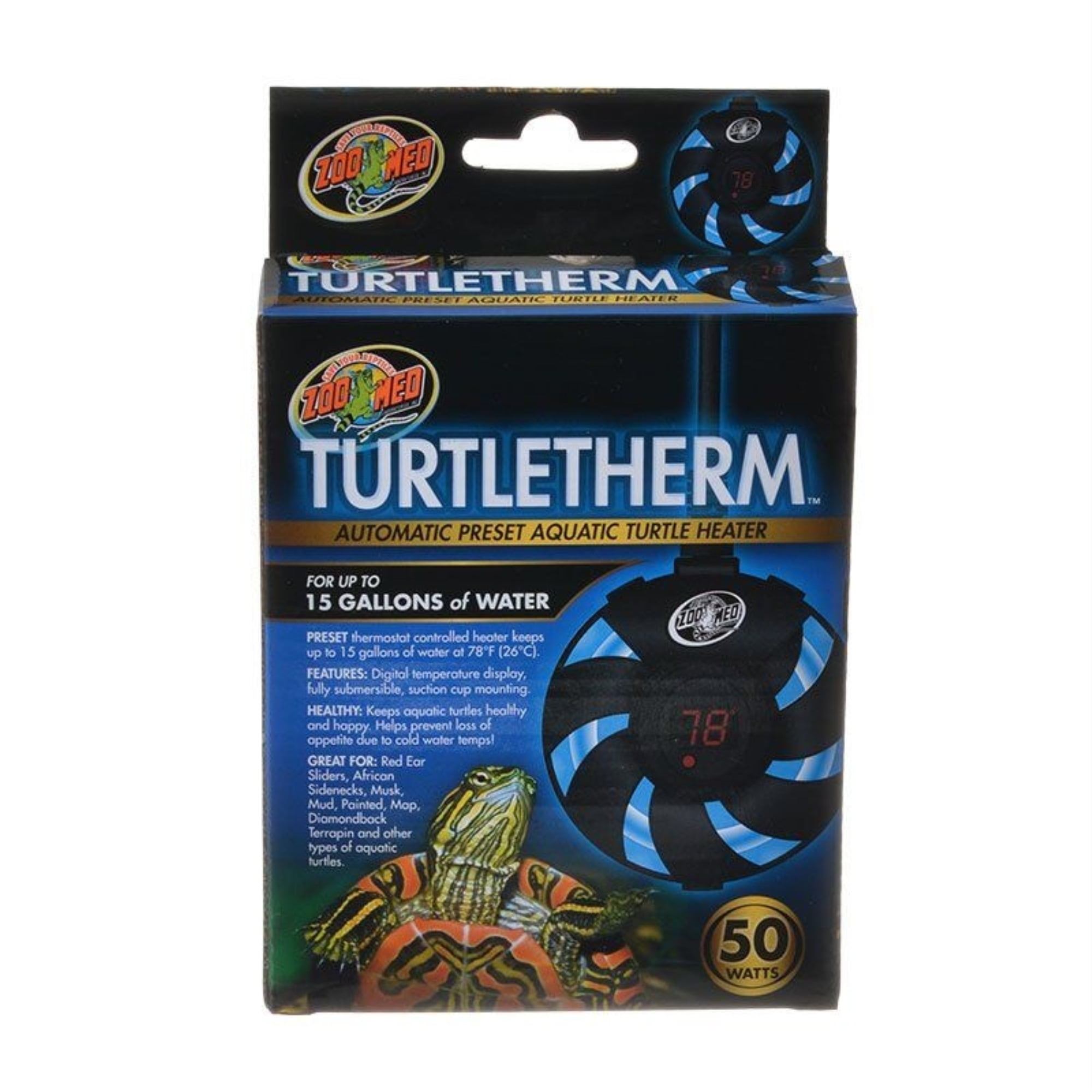 Zoo Med Aquatic Turtle Heater, 50 Watt Submersible Aquarium Heat ...