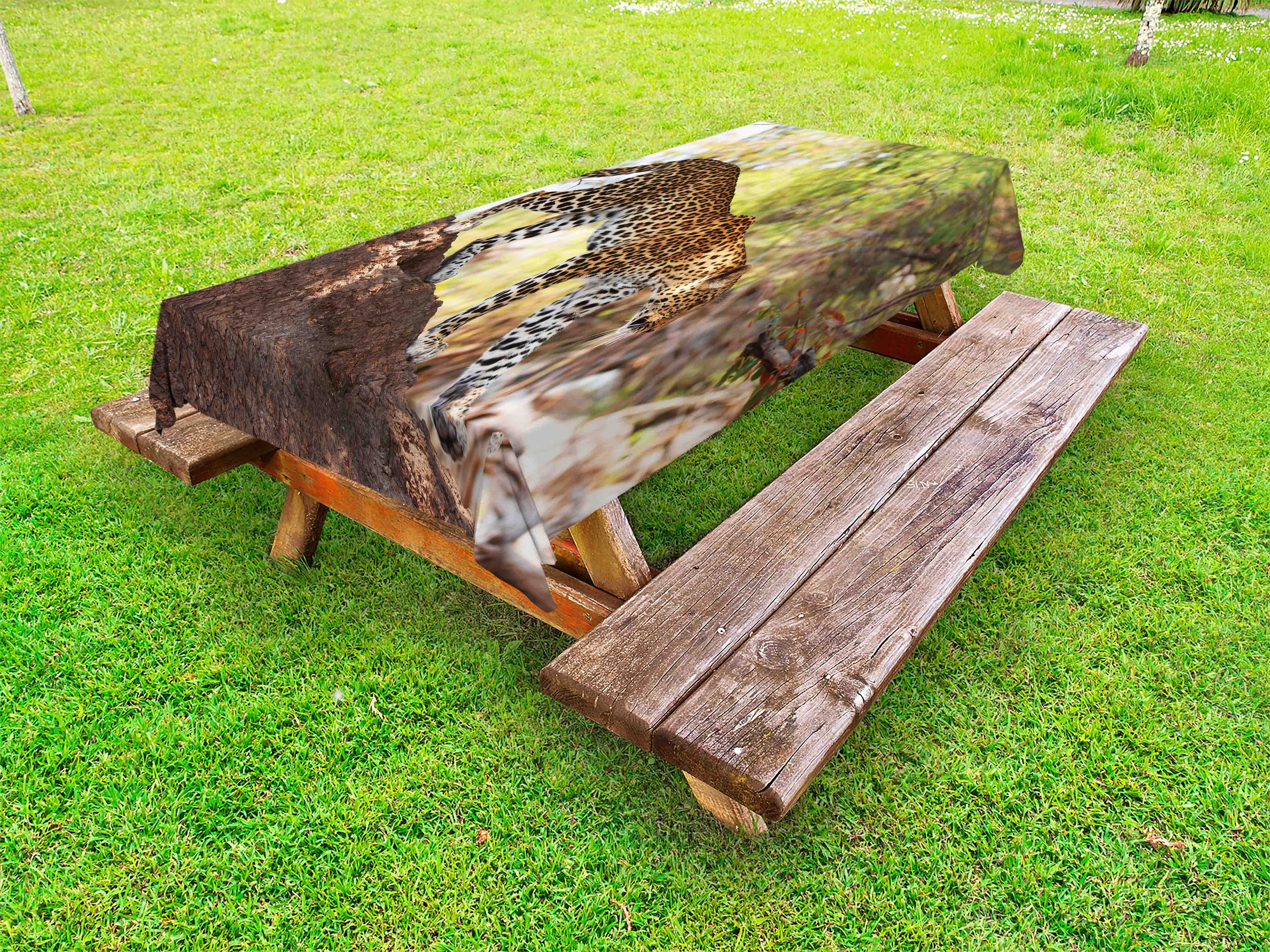 Zoo Outdoor Tablecloth, Leopard Panthera Pantus on Tree Nature Reserve ...