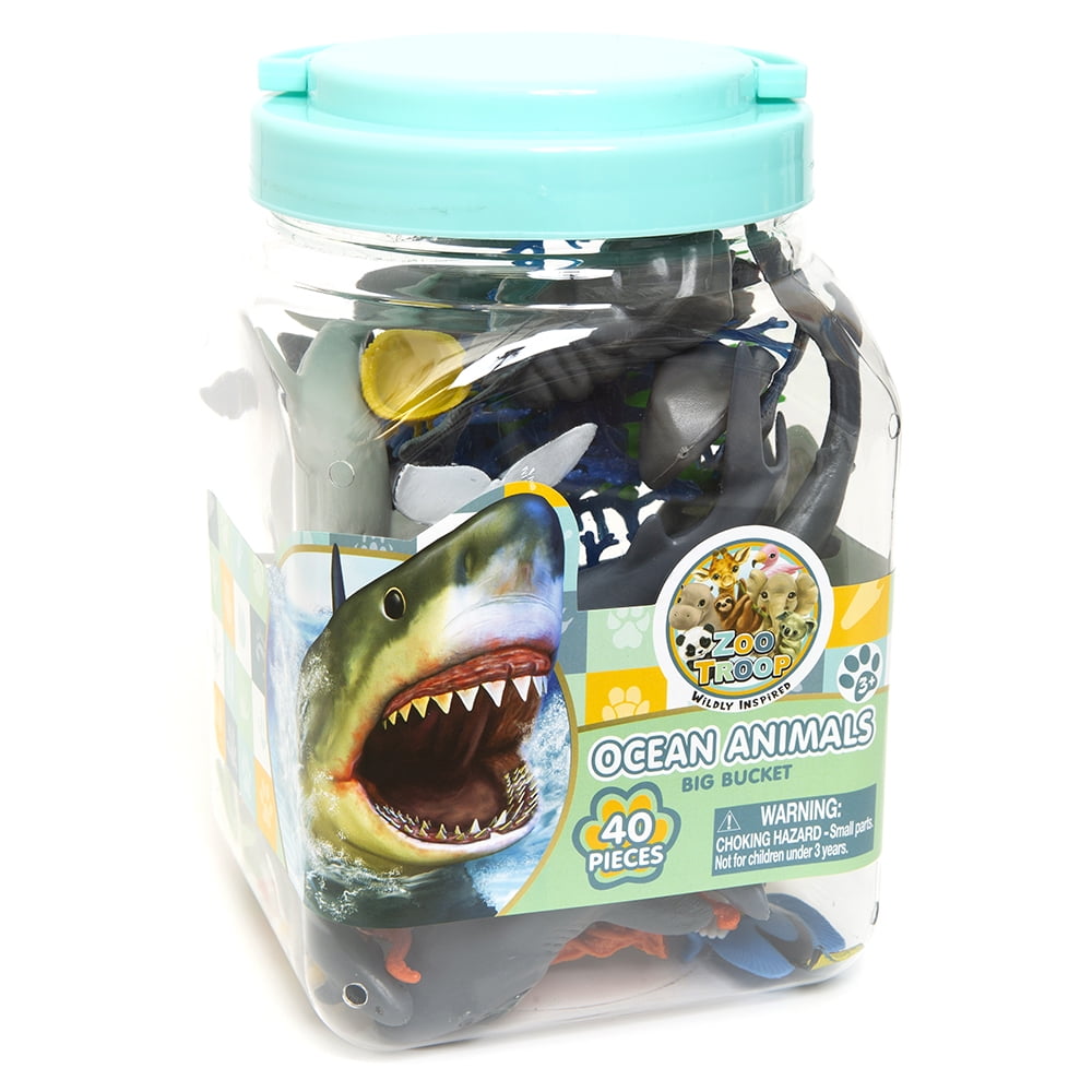Zoo Troop Ocean Life Adventure Bucket – 40-Pieces Sea Creature Play Set ...