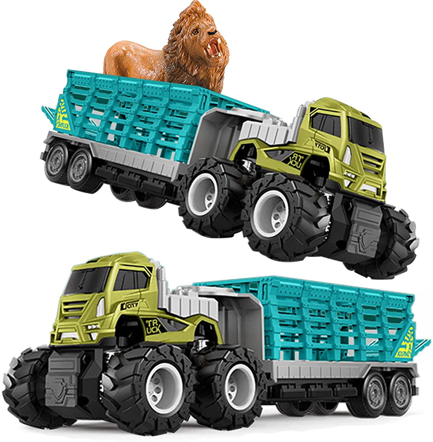 Zoo Truck Monster Trucks for Boys Friction Powered Toy Cars Push and Go ...