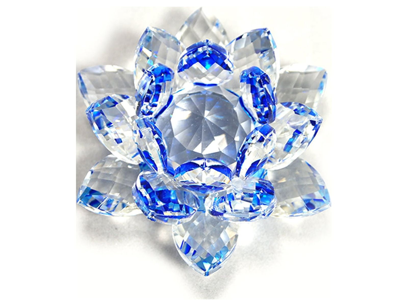 Zoogamo 3" Blue Crystal Lotus Flower – Glass Home Decor for Feng Shui ...