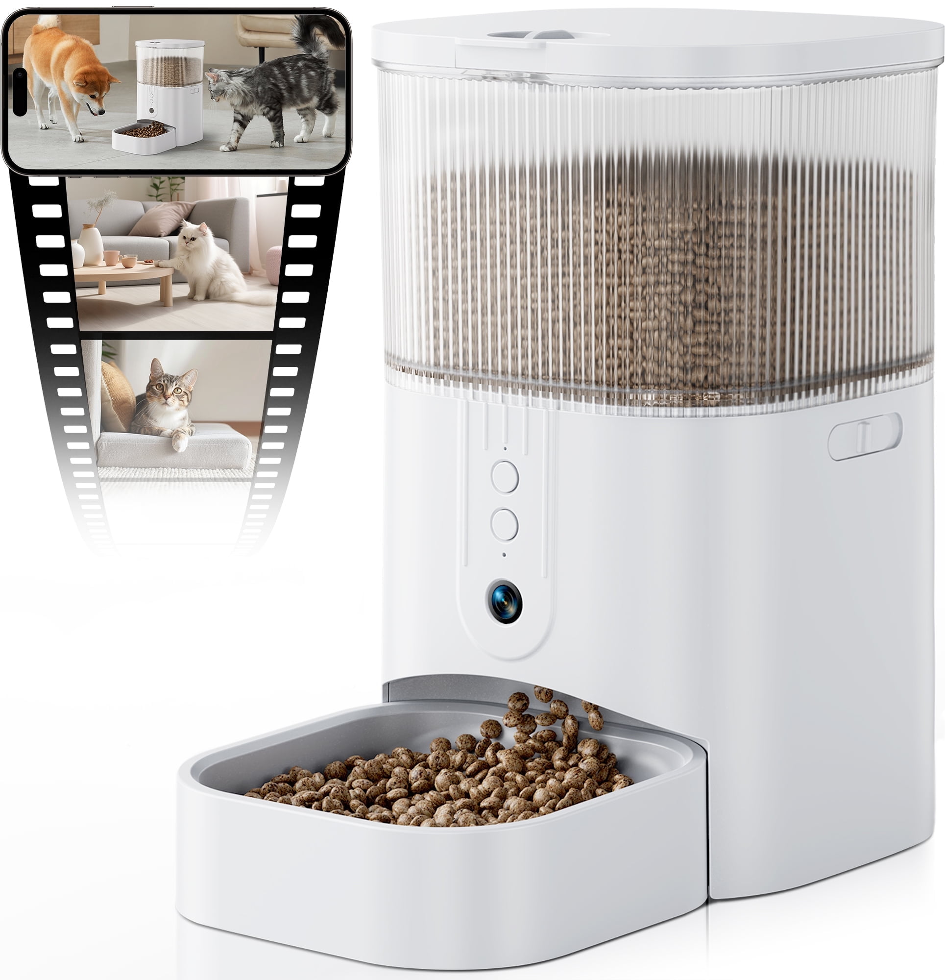 Zoolike Automatic Pet Feeder for Cats Dogs Rabbits with Camera，1080P HD ...