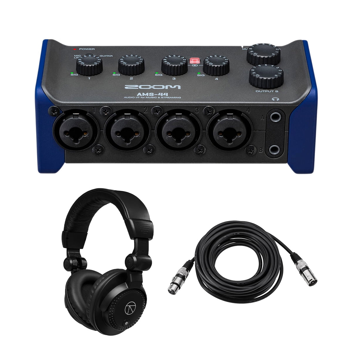 Zoom AMS-44 4x4 USB Audio Interface, Bundle with TAPH100 Monitor ...