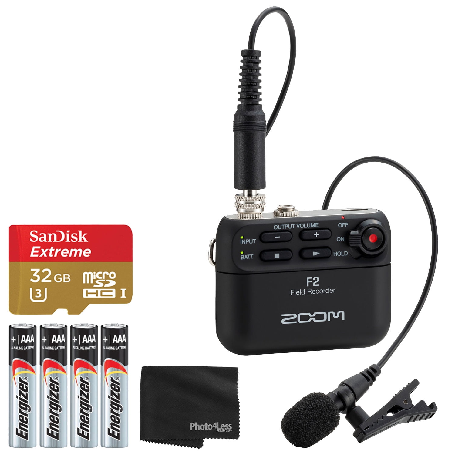 Zoom F2 Portable Field Recorder with Lavalier Microphone + 32GB ...