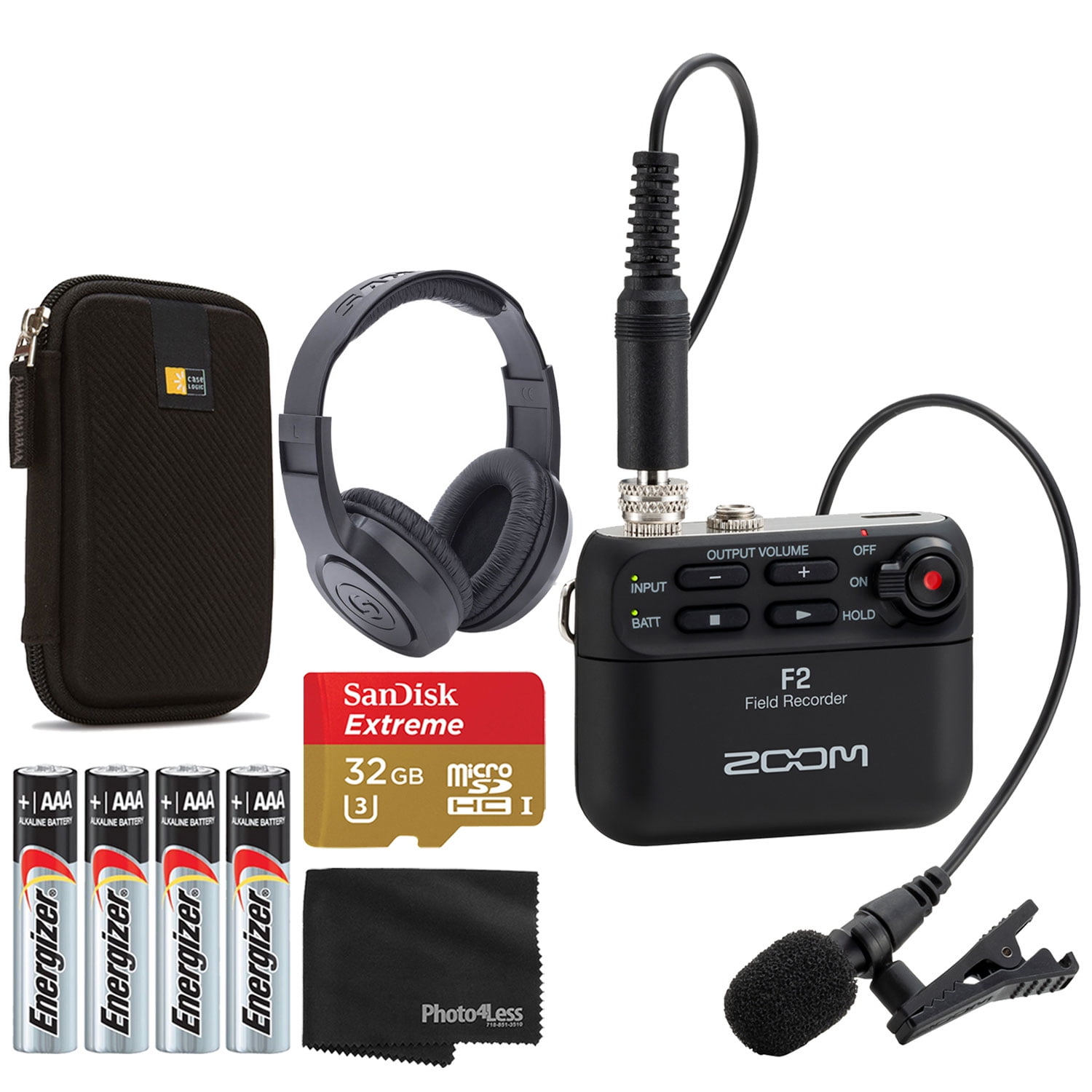 Zoom F2 Portable Field Recorder with Lavalier Microphone + Portable ...
