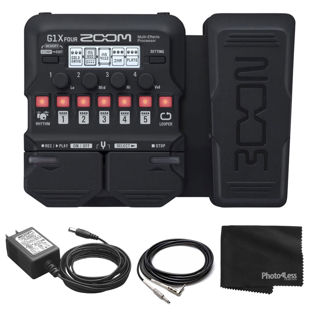 Zoom G1X Four Guitar Effects Processor with Built-In Expression Pedal + Zoom AD-16 9V AC adapter ...