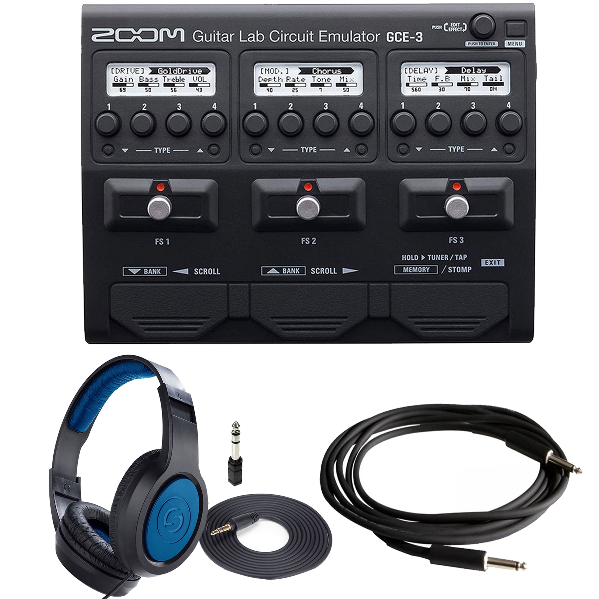Zoom GCE-3 Guitar Lab Circuit Emulator with 1/4" TRS - 1/4" TRS Cable ...