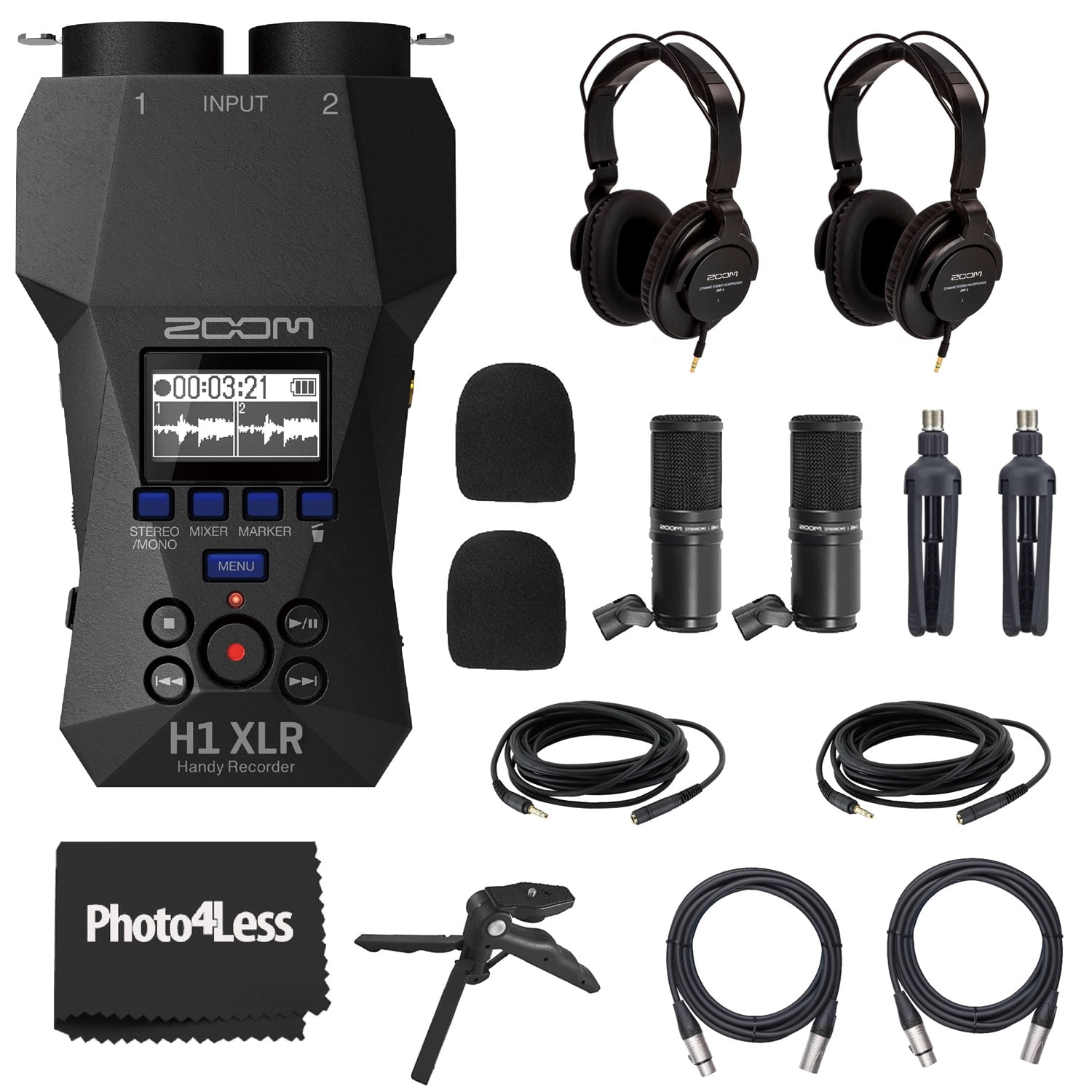 Zoom H1 XLR Handy Recorder, Bundle with 2X Zoom ZDM-1 Podcast ...
