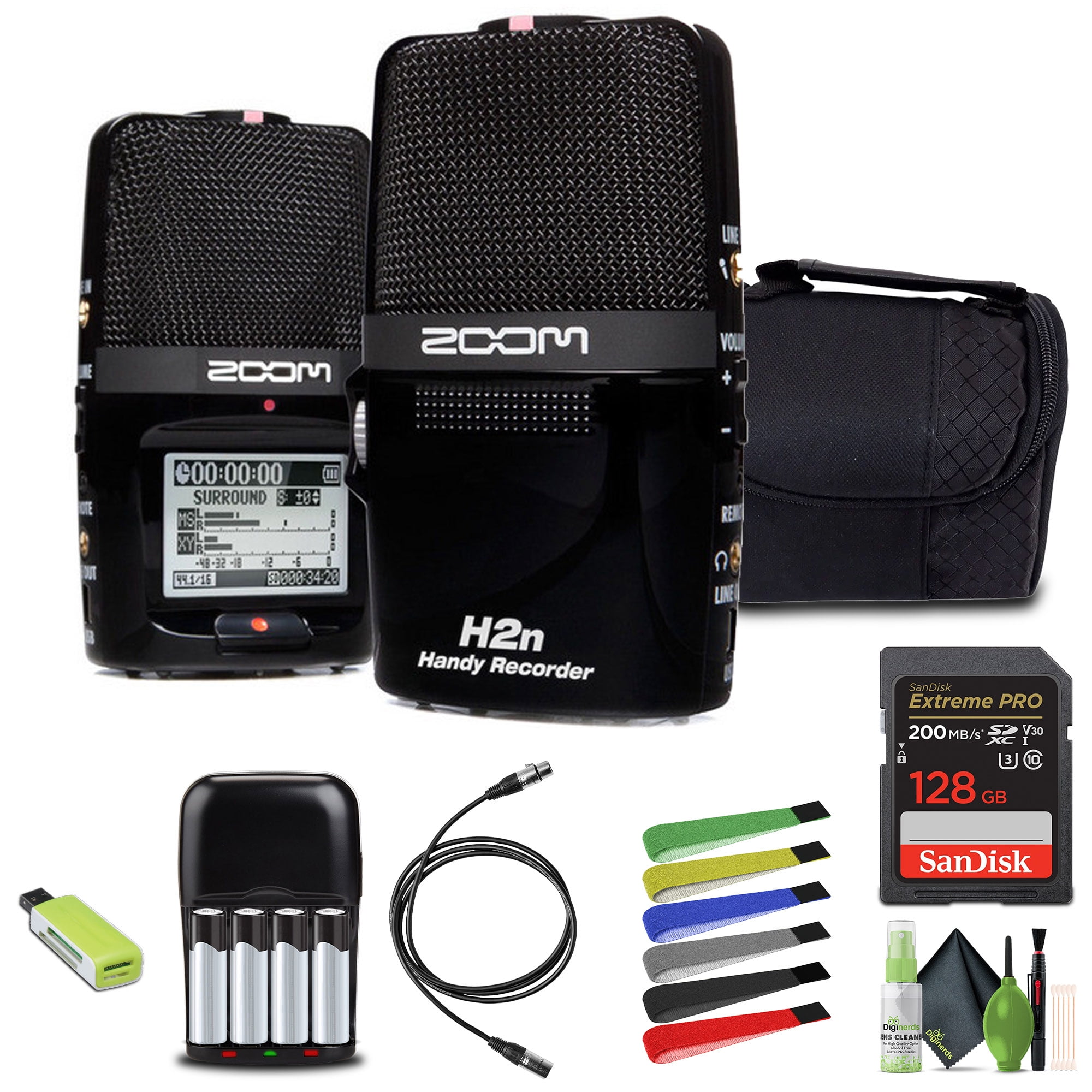 Zoom H2n Stereo/Surround-Sound Portable Recorder Bundle with 5 Built-In ...