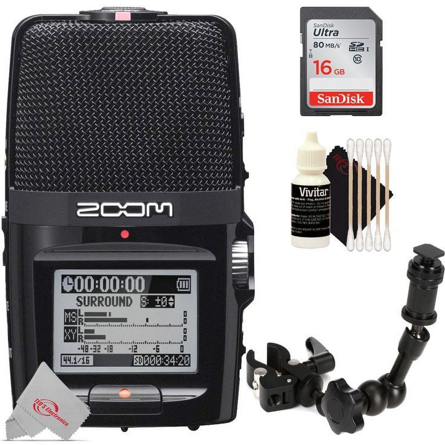 Zoom H2n Handy Digital Audio Recorder, 4-Track Stereo, 2-Input, VR ...