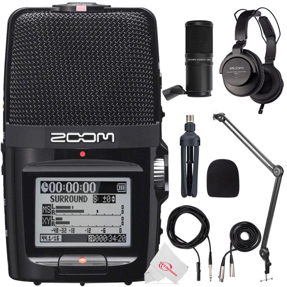 Zoom H2n ext 2-Input / 4 Track Stereo Recorder with Mic Accessory Bundle + Bracket - Walmart.com
