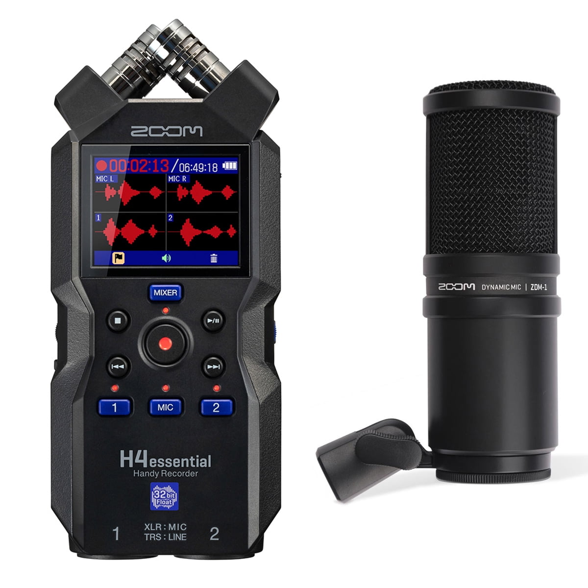 Zoom H4essential 4-Track 32-Bit Float Handy Recorder, Bundle with ZDM-1 ...