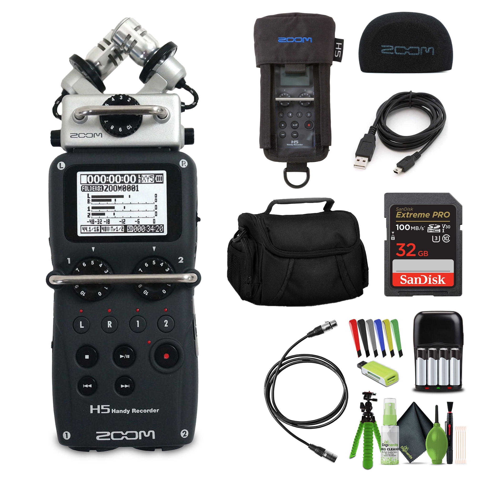 Zoom H5 4-Track Portable Handy Recorder with Interchangeable X/Y Mic ...