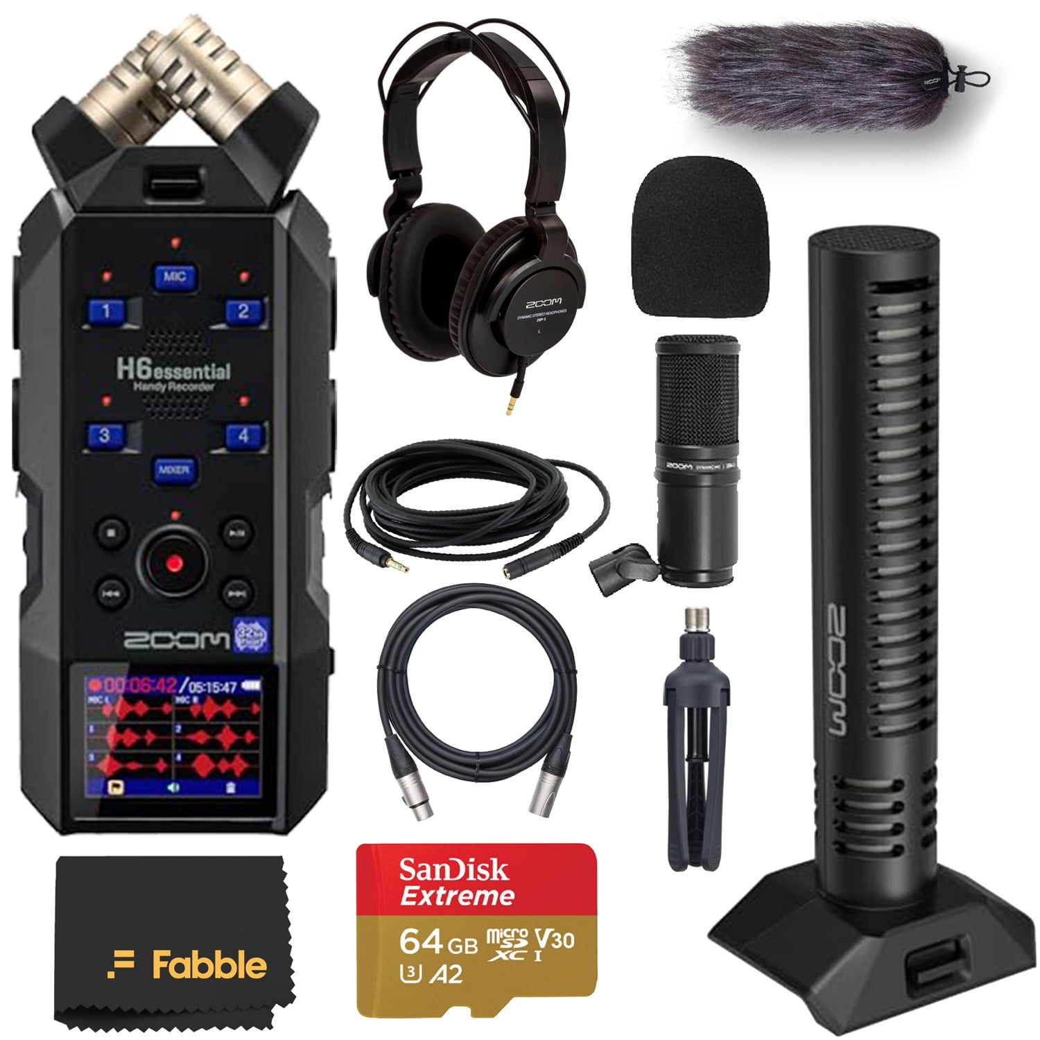 Zoom H6 Essential Handy Recorder Bundle with Zoom Stereo Shotgun Mic ...