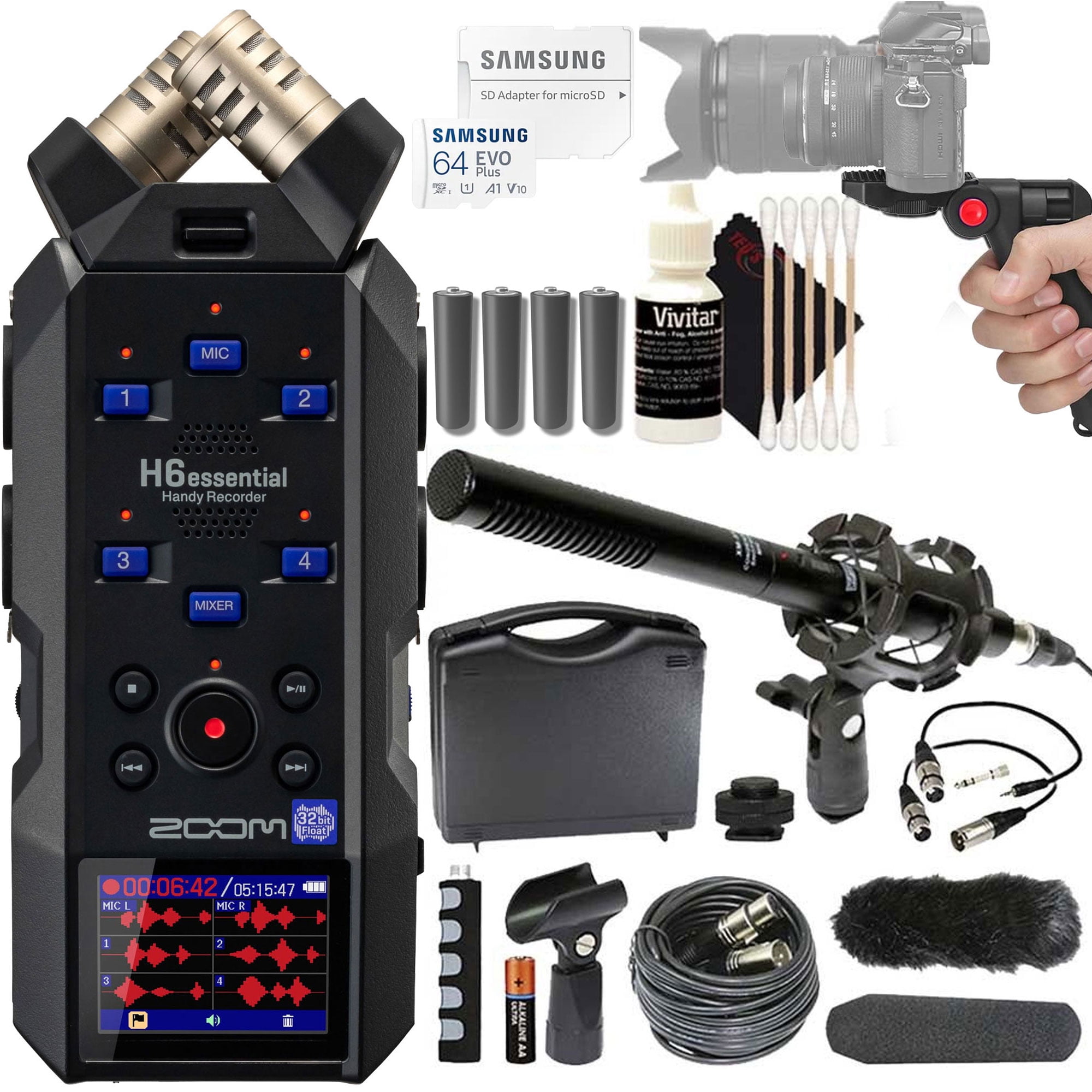 Zoom H6essential 6-Track 32-Bit Float Audio Recorder with Shotgun ...