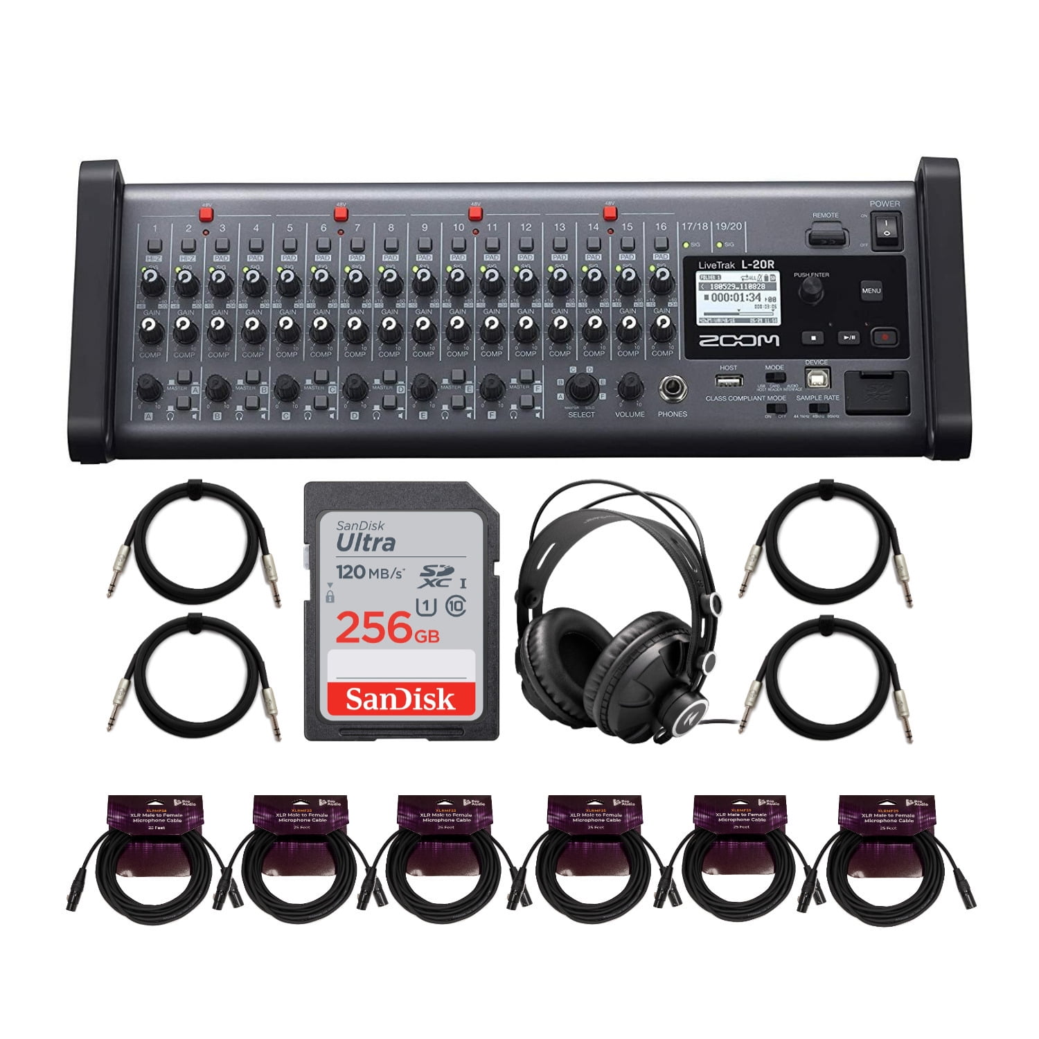 Zoom LiveTrak L-20R 20-Channel Digital Mixer-Recorder with Headphones ...
