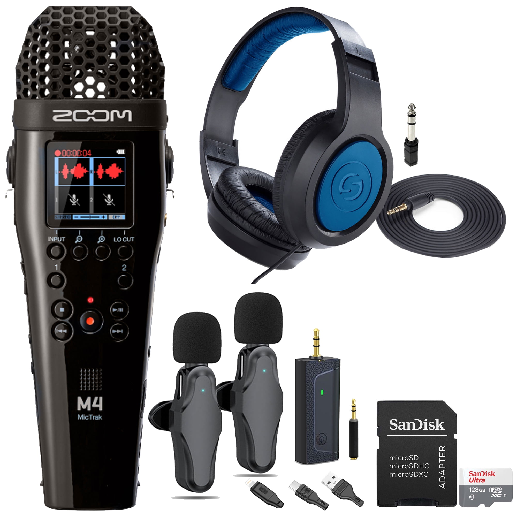 Zoom M4 MicTrak Stereo Microphone Recorder + Samson Stereo Headphone ...
