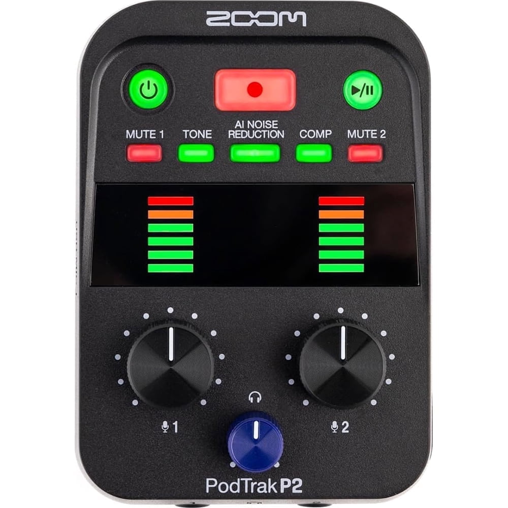 Zoom PodTrak P2 Dual USB Mic Portable Podcast Recorder - Walmart.com