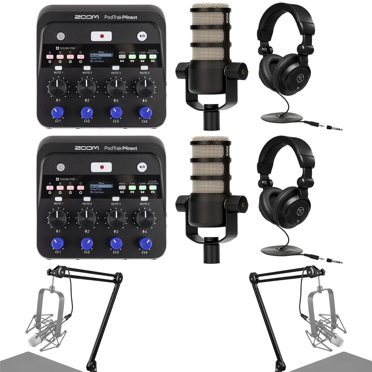 Zoom PodTrak P4next Podcast Recorder with PodMic Dynamic Podcasting ...