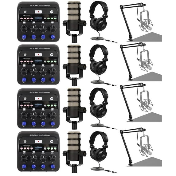 Zoom PodTrak P4next Podcast Recorder with PodMic Dynamic Podcasting ...